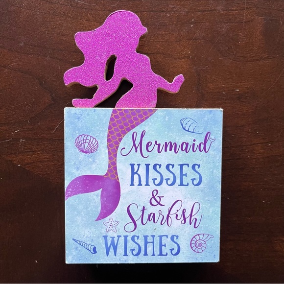 Accents | Desk Mermaid Kisses Starfish Wishes Glitter Decoration Plaque ...